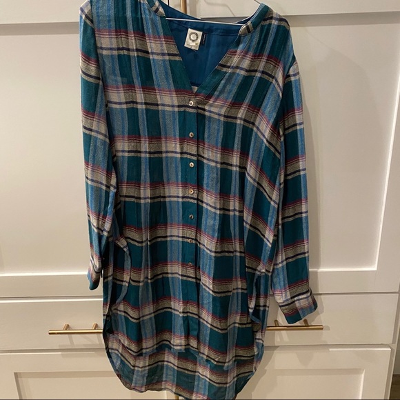 Anthropologie | Tops | Akemi And Kin Lucie Plaid Tunic Shirt Dress ...